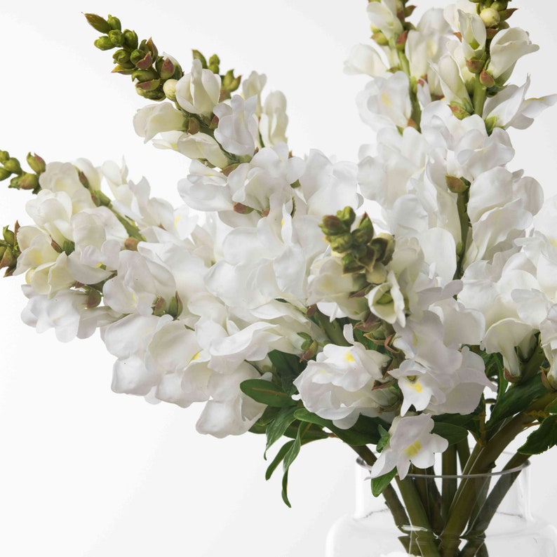Real Touch White Snapdragons in Wicker Accent Vase Everyday Spring ...