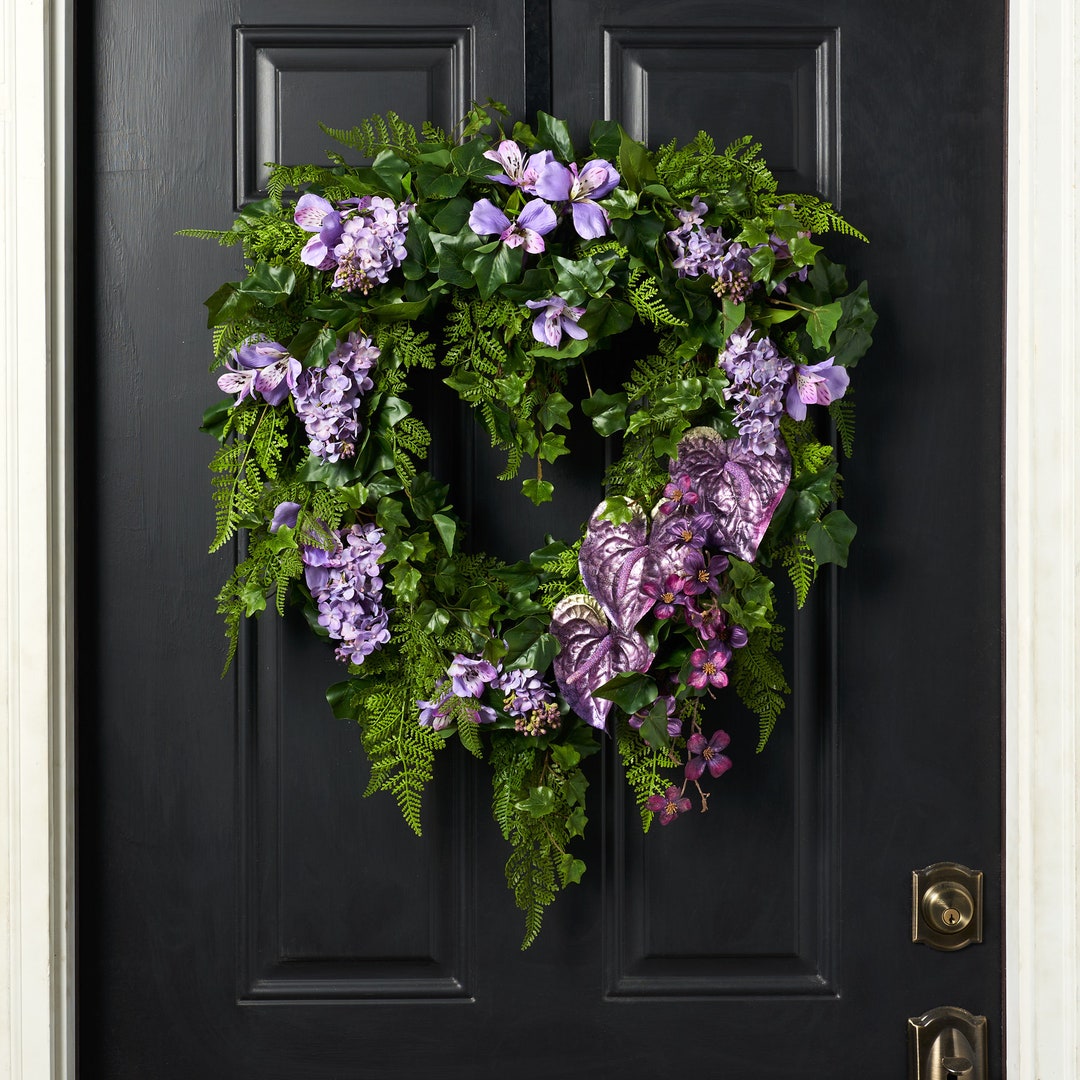Purple Lilac & Plum Anthurium Heart Shaped Valentines Day Wreath - Etsy