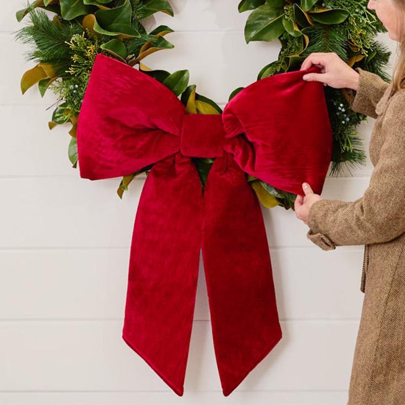 Red Velvet Hanging Bow - Etsy