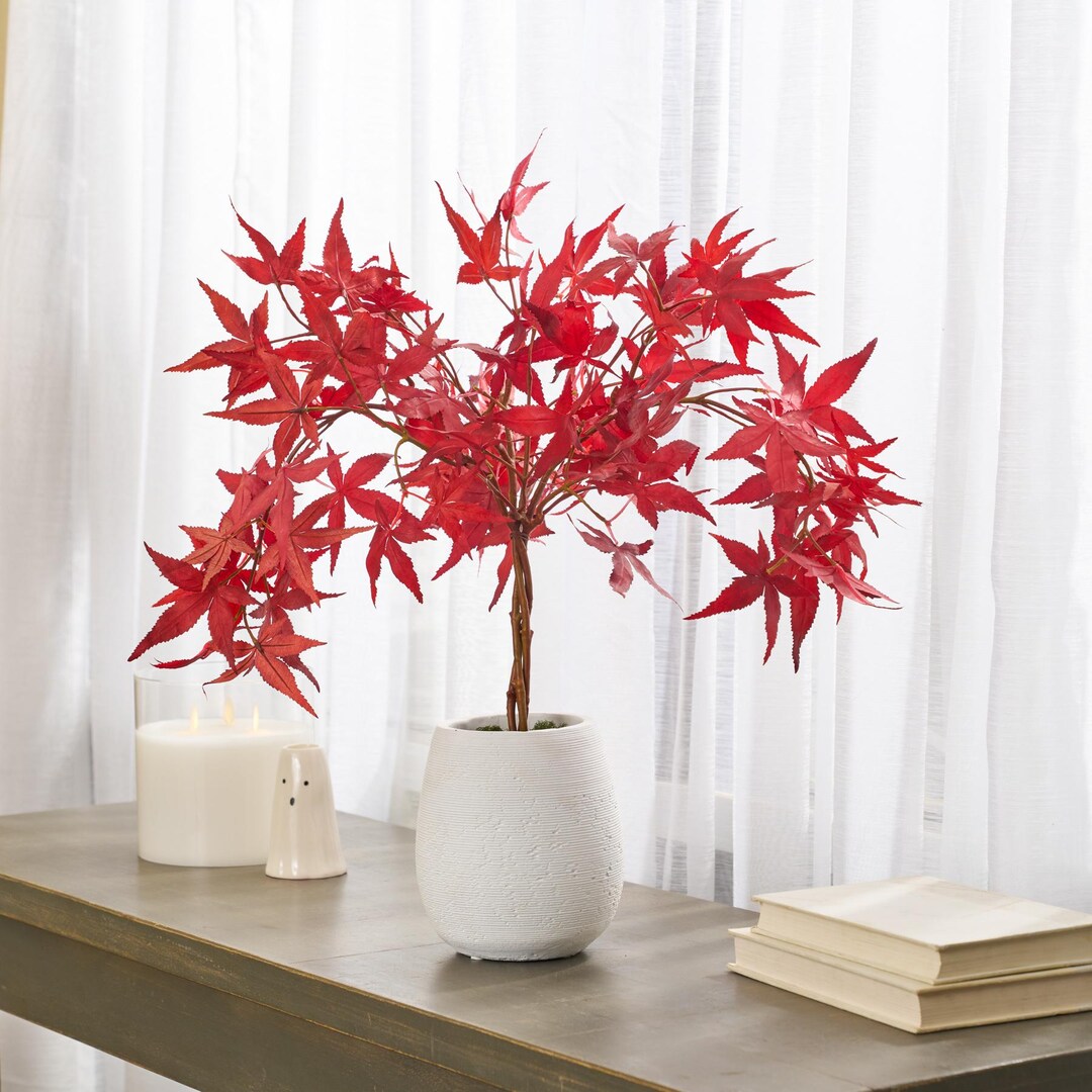Faux Japanese Maple Bonsai Style Topiary Potted Tree Everyday Plant ...