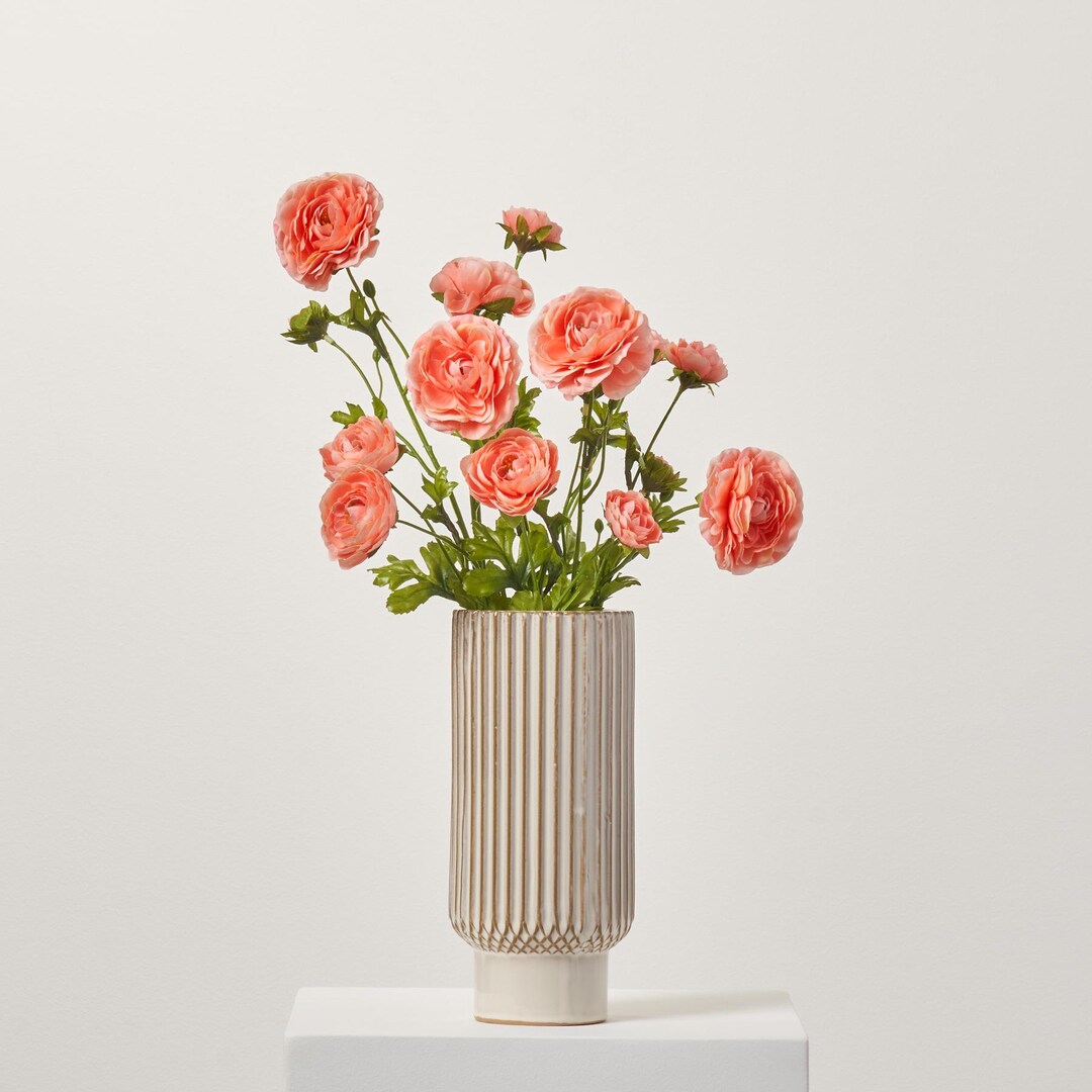 Blooming Pink Peach Ranunculus Spray Single Faux Floral Stem - 26" - Etsy