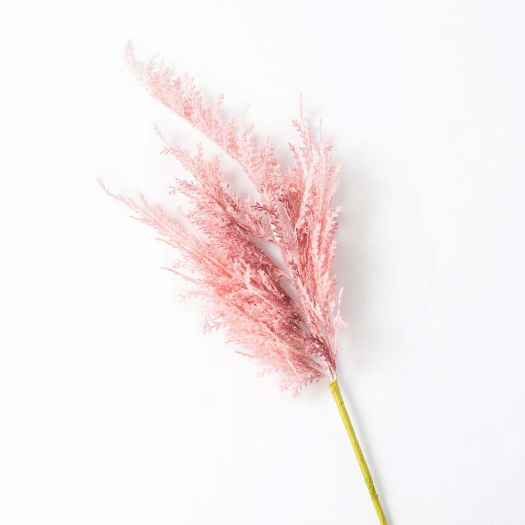 Light Pink Faux Plume Pampas Grass 46" Single Branch Spray With Wired ...