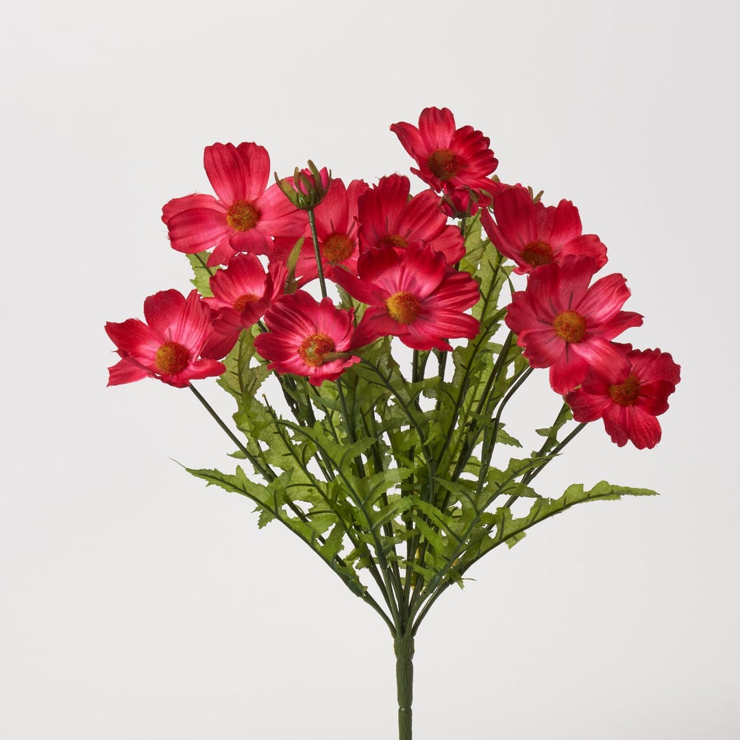 Hot Pink Silk Cosmos Spray Faux Floral Bush Bouquet - 18" - Etsy