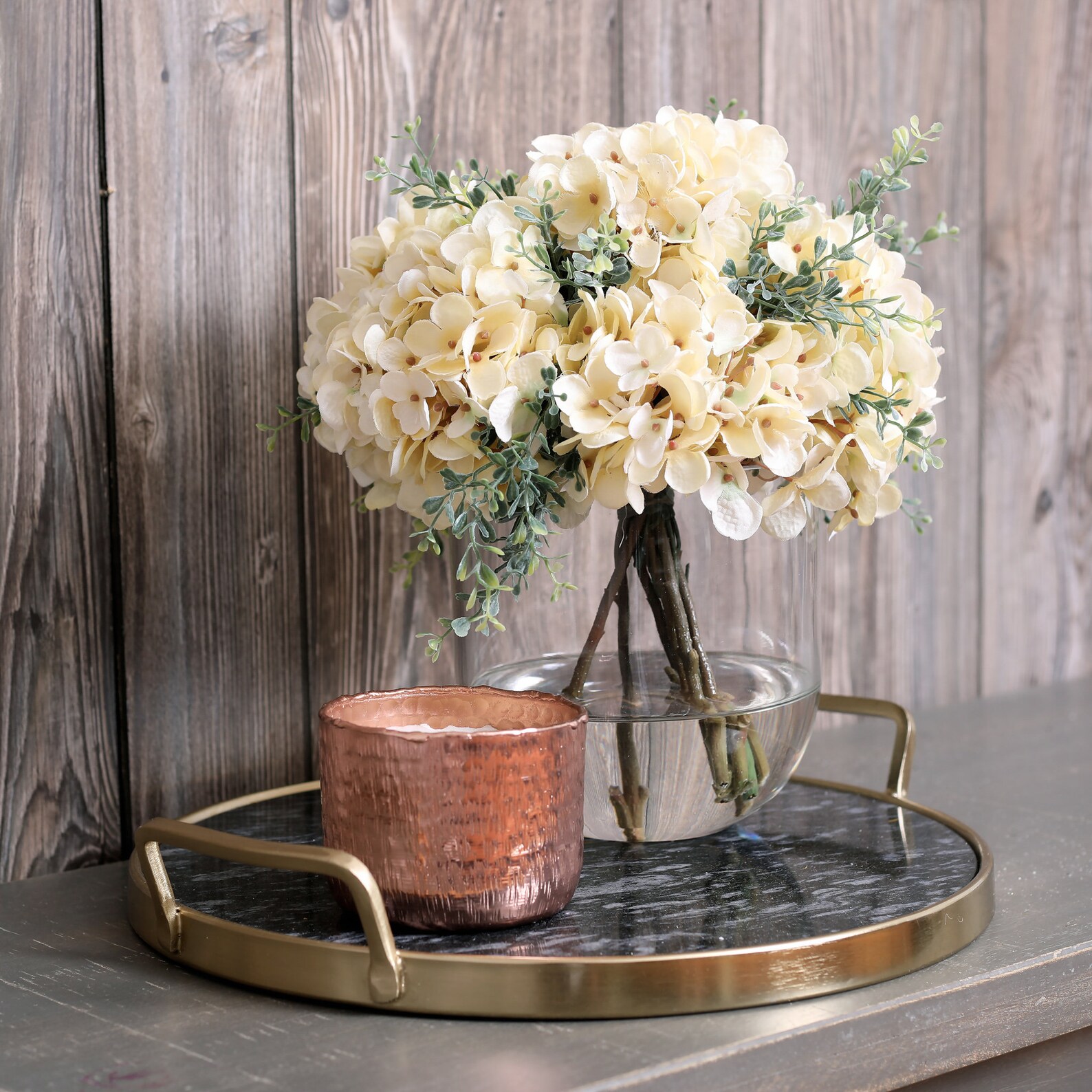 Hydrangea & Boxwood Everyday Fall Floral Arrangement - Etsy