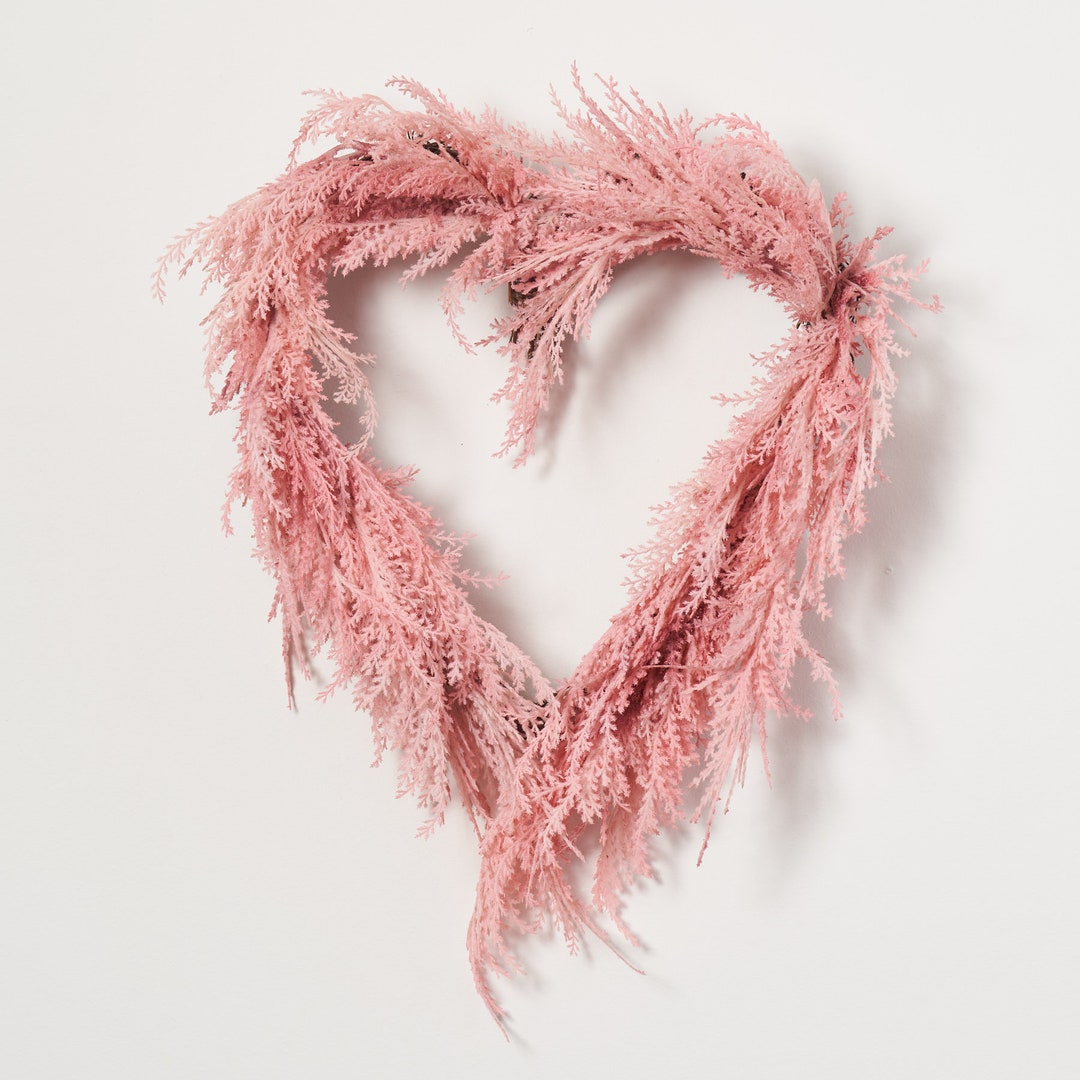 Pink Plume Pampas Grass Heart Wreath Everyday Valentine's Day Decor - Etsy