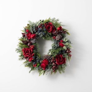 Red Queen Rose & Mixed Winter Berry Classic Holiday Front Door - Etsy