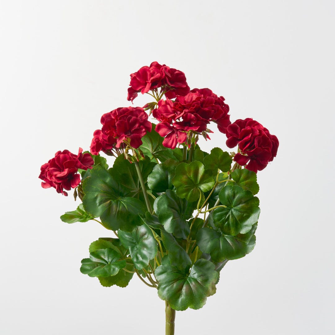 Red Geranium Faux Floral Bush Stem Spray - 19" - Etsy