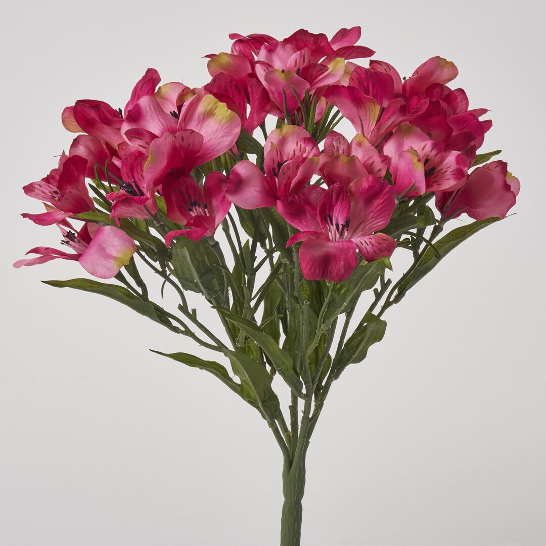 Cerise Pink Silk Alstroemeria Blooms Faux Floral Bush Spray - 15" - Etsy