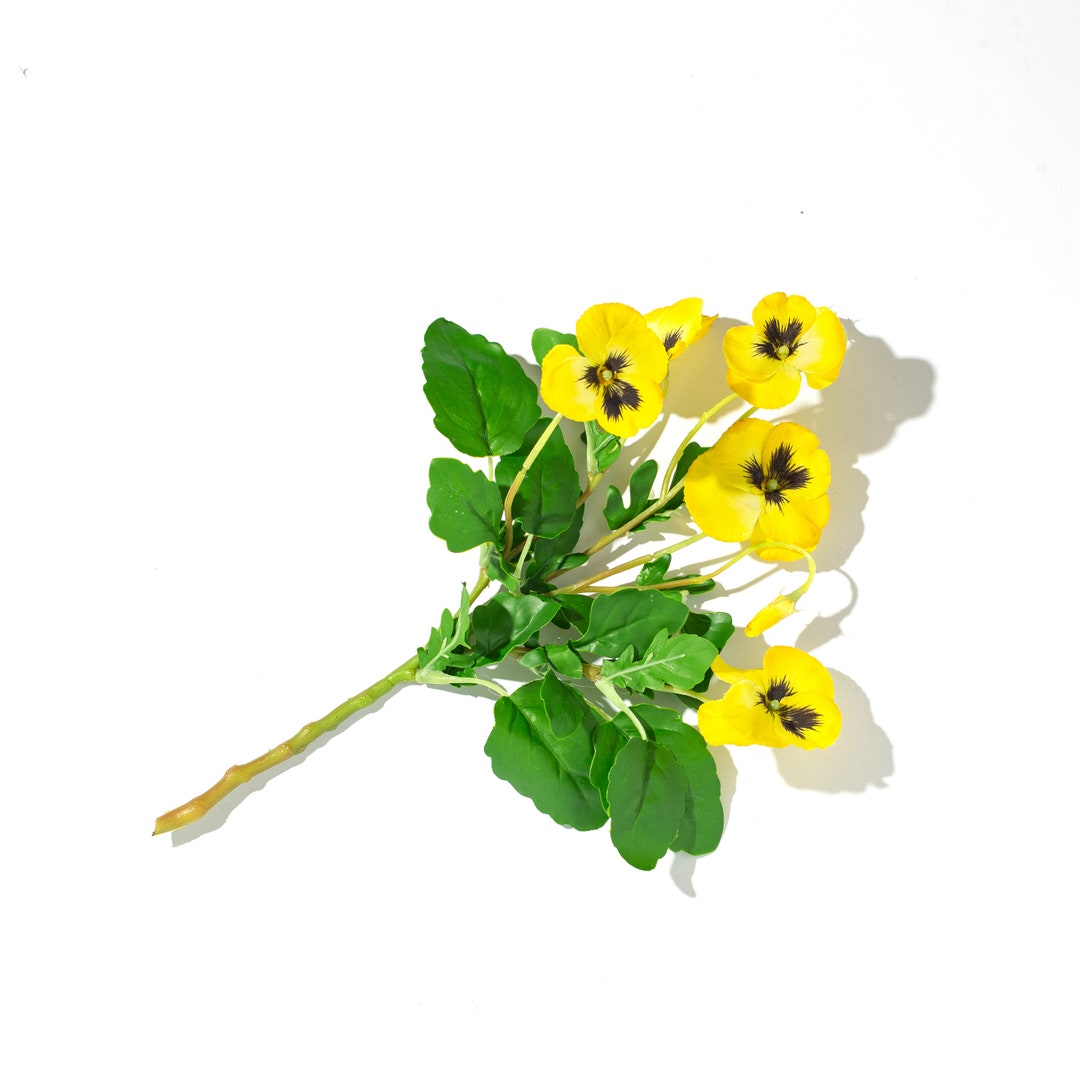 Yellow Faux Floral Silk Pansy Spray With Wired Stem - Etsy
