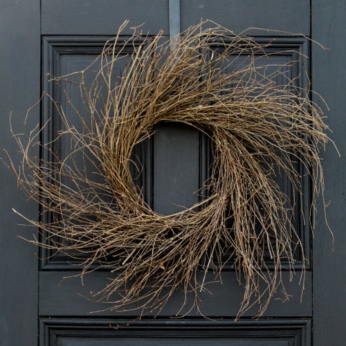 Wine Mini Cosmos Wispy Birch Twig Front Door Fall Wreath - Etsy