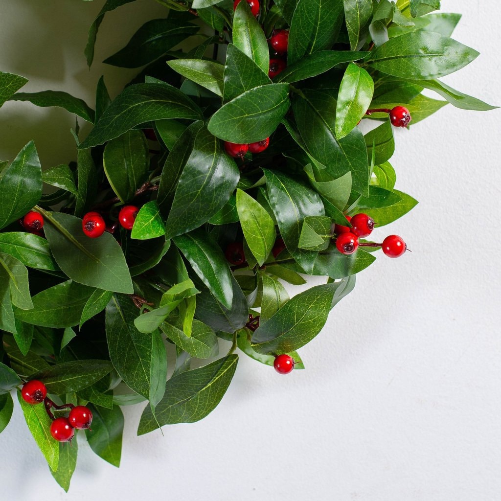 Green Laurel & Red Berry Front Door Christmas Holiday Wreath | Etsy