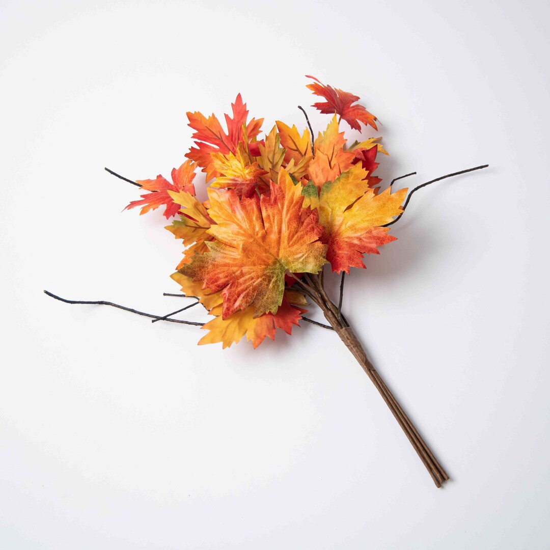Autumn Orange, Yellow & Green Faux Fall Maple Leaf Bundle - 22" - Etsy