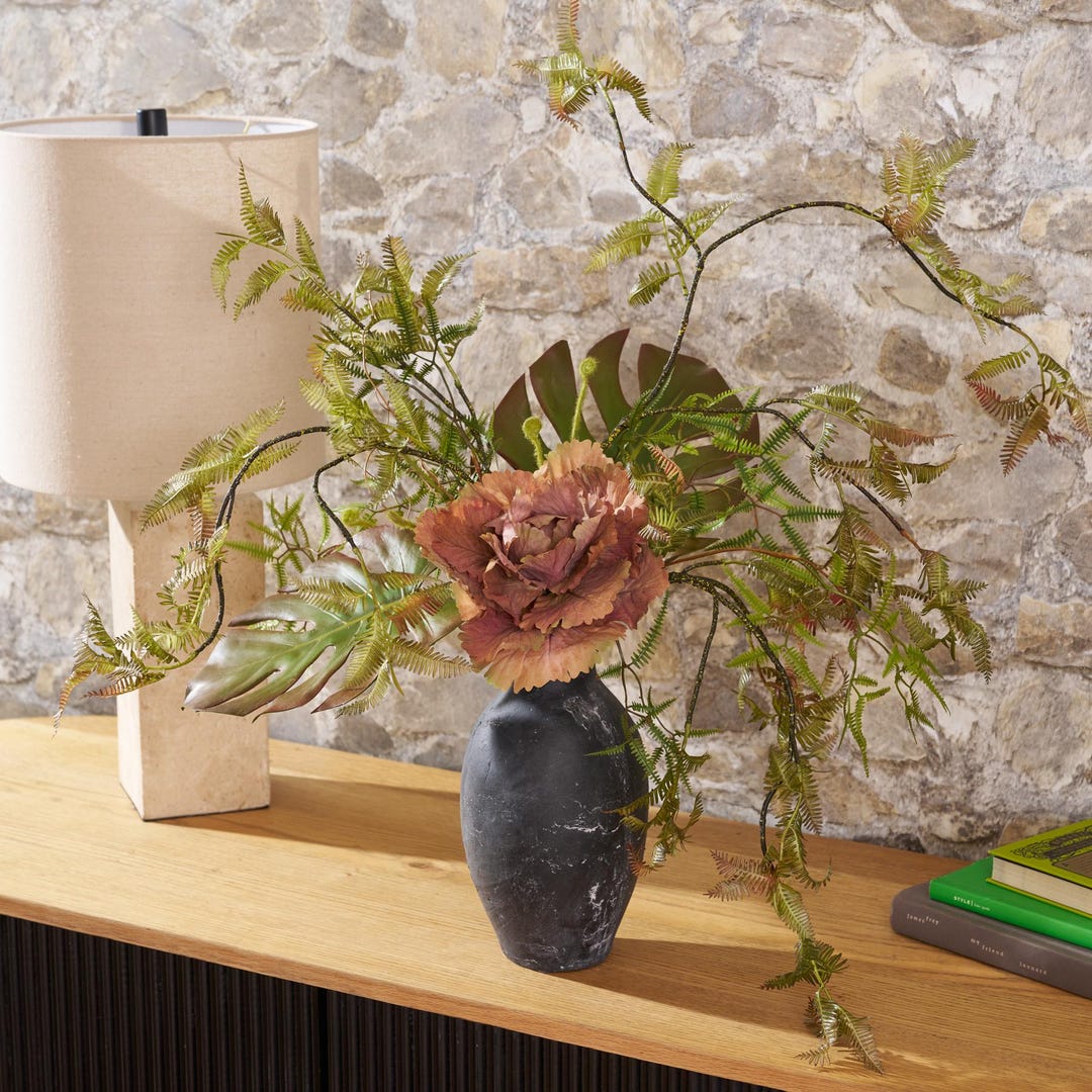 Wild Umber - Brown Kale Flower, Monstera Leaf & Jungle Fern in ...