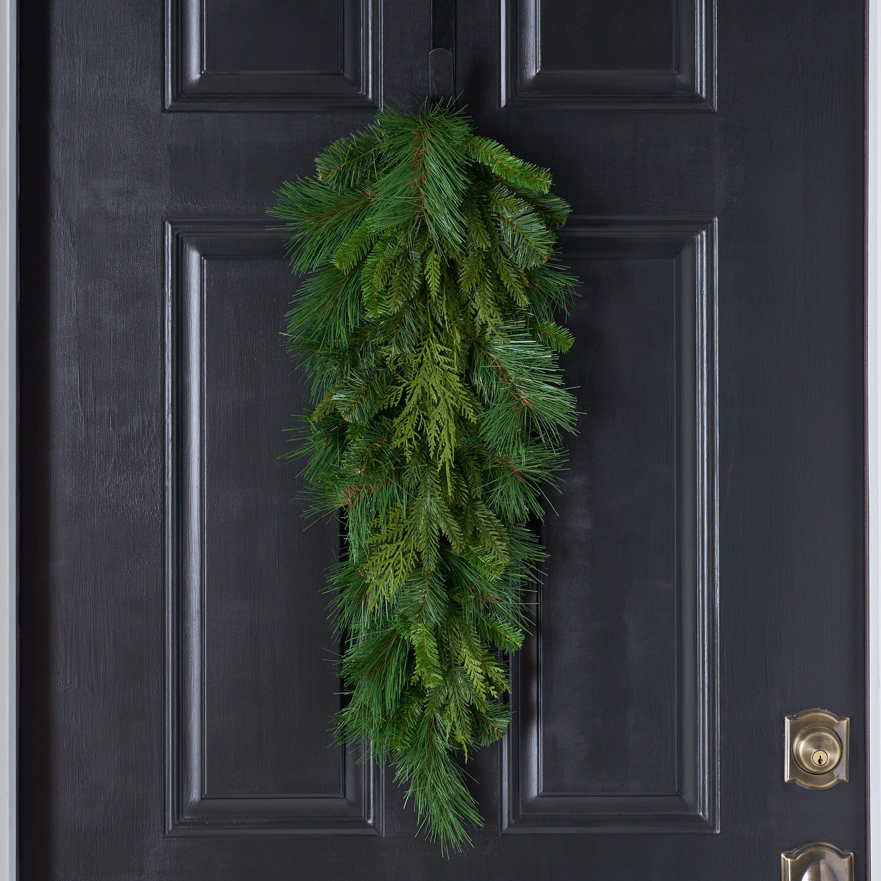 Outdoor UV Protected Bristle Pine Evergreen Teardrop Swag Base Hanging ...
