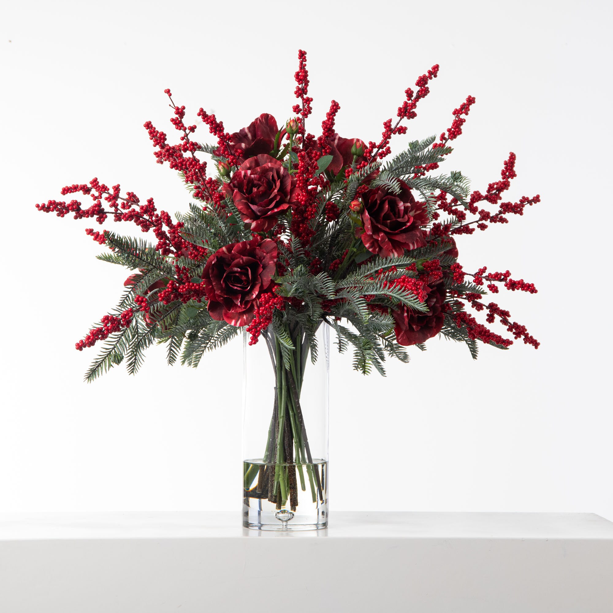 Holiday Magic - Red Ilex Berry, Candy Cane Rose, & Real Touch Pine ...