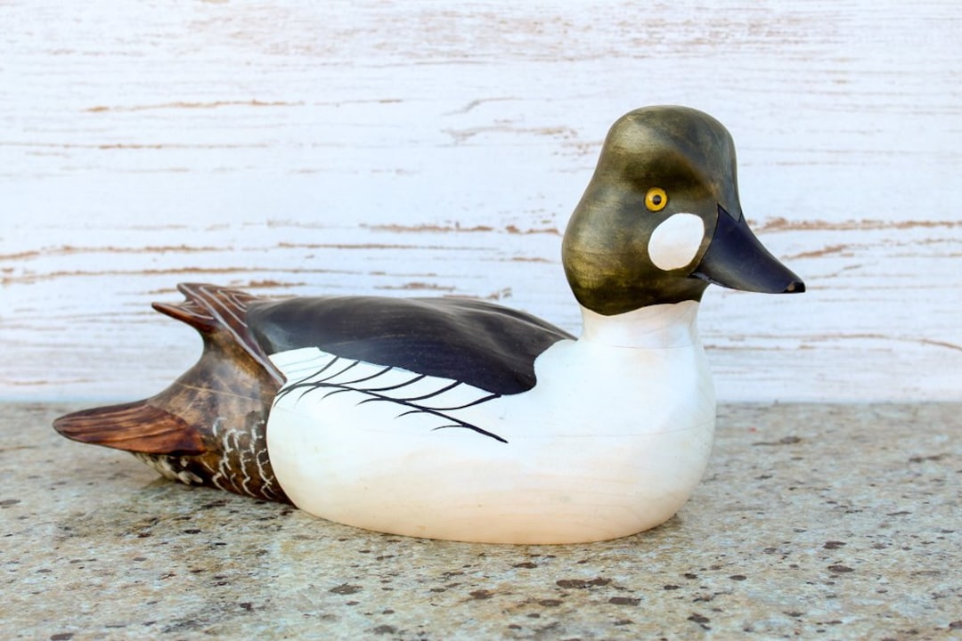 Hand Carved Goldeneye Duck Drake Premier Full Size Wooden Decorative ...