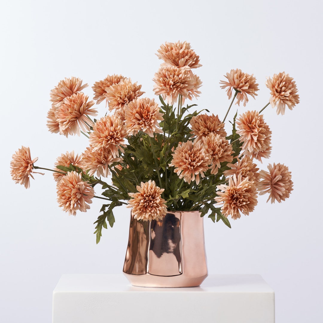 Cafe Au Lait Pom Pom Chrysanthemum in Rose Gold Moet Pot Everyday Fall ...
