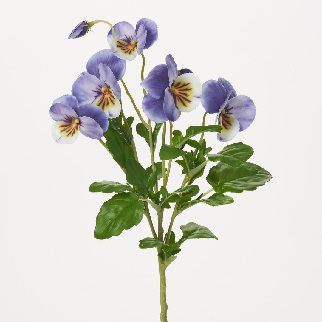 Purple Faux Floral Silk Pansy Spray With Wired Stems - 15" - Etsy