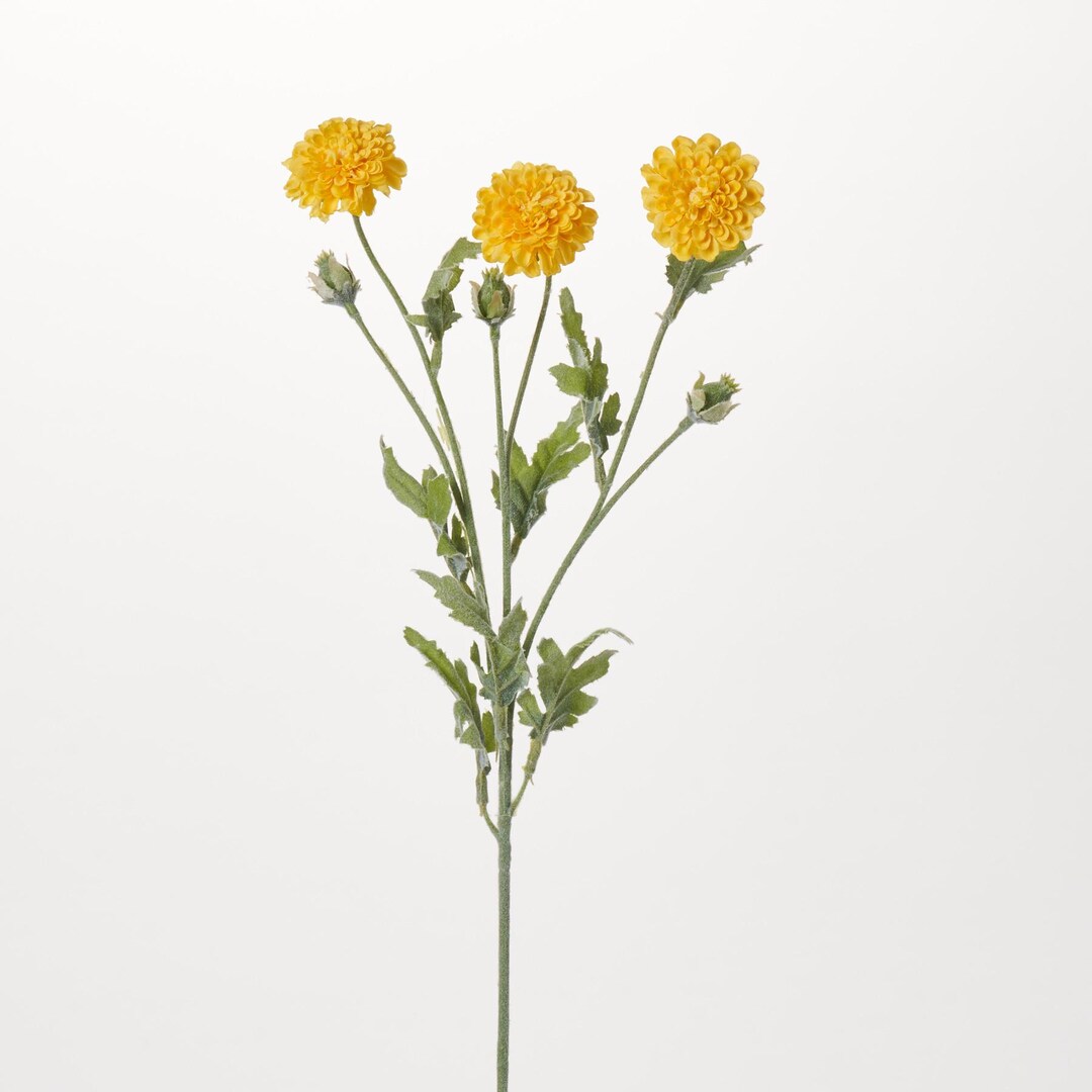 Yellow Chrysanthemum Pom Pom Mum 27" Single Faux Floral Stem Spray - Etsy