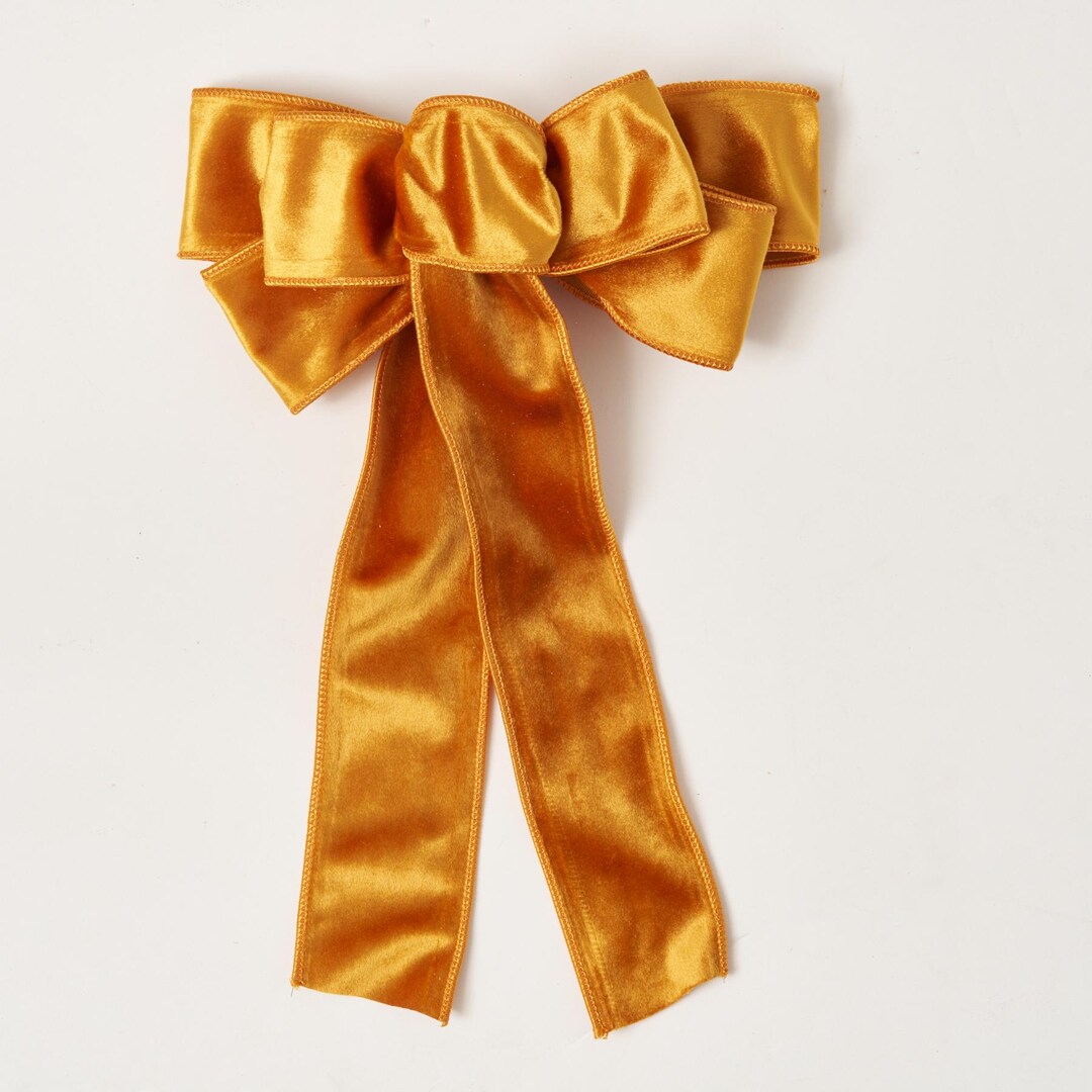 Persimmon Gold Velvet Wire-lined Hand-tied Drape Loop Bow - Etsy