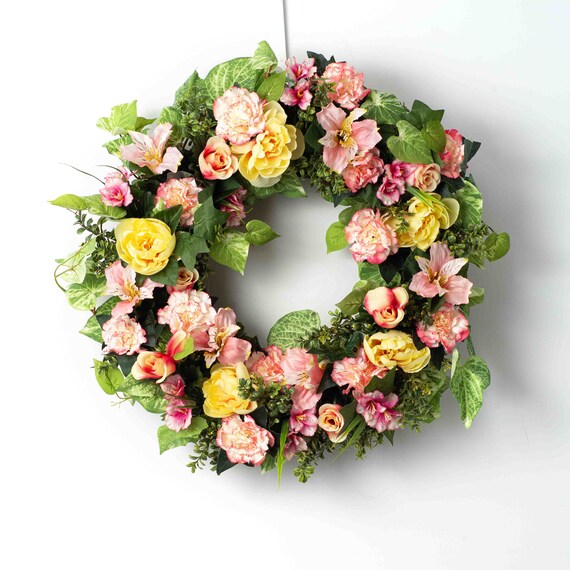 Hello Spring Yellow Peony Pink Lily Pastel Carnation & - Etsy