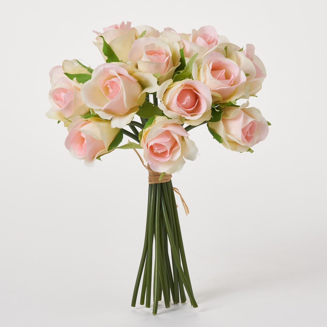 Light Pink Silk Mini Sweetheart Rose Blooms Bouquet Bundle of 15 Stems ...