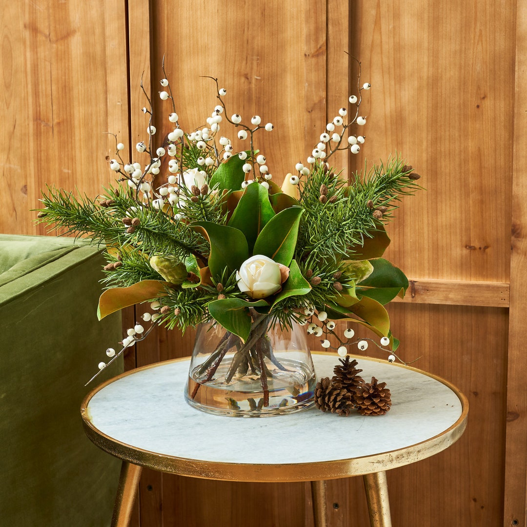Real Touch Magnolia Leaf & Bud, Thistle Pine, Cream Hawthorn Berry ...