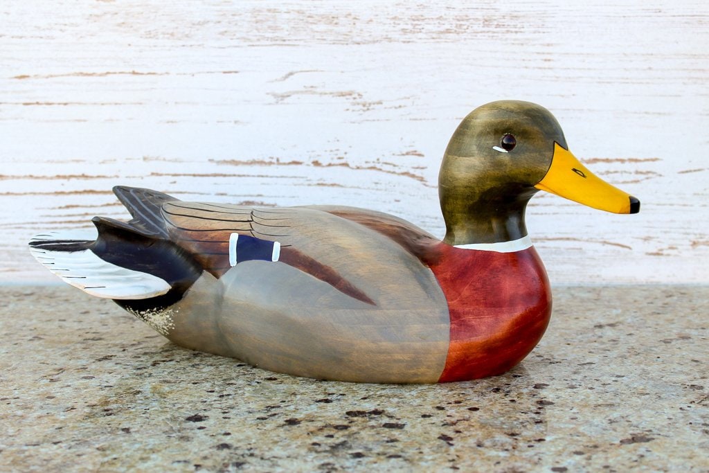 Hand Carved Mallard Drake Full Size Premier Wooden Decorative Duck ...