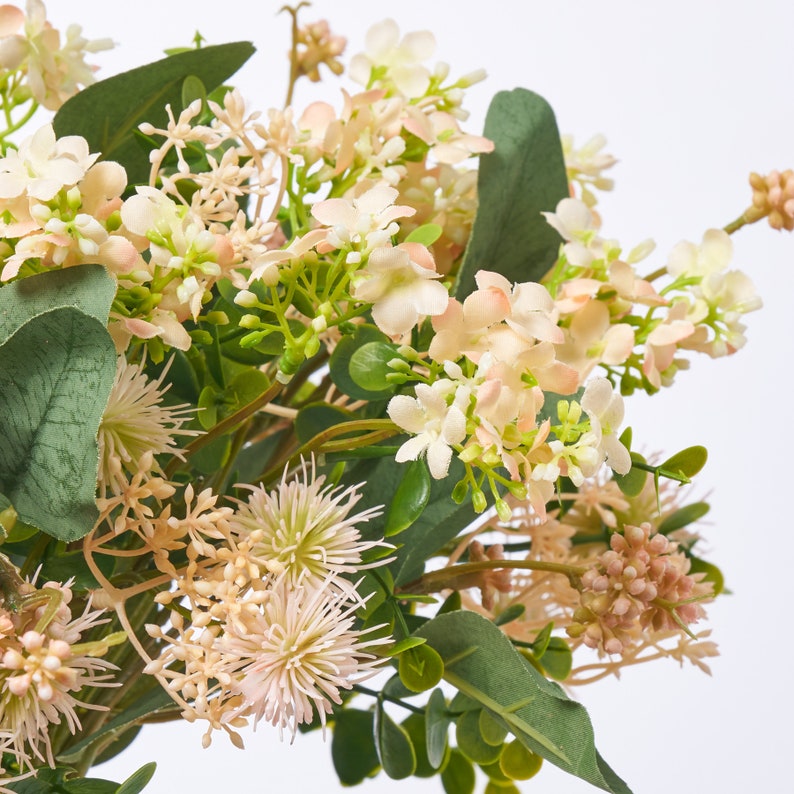 Fuzzy Navel - Peach Thistle Pods & Blush Waxflower With Eucalyptus in ...