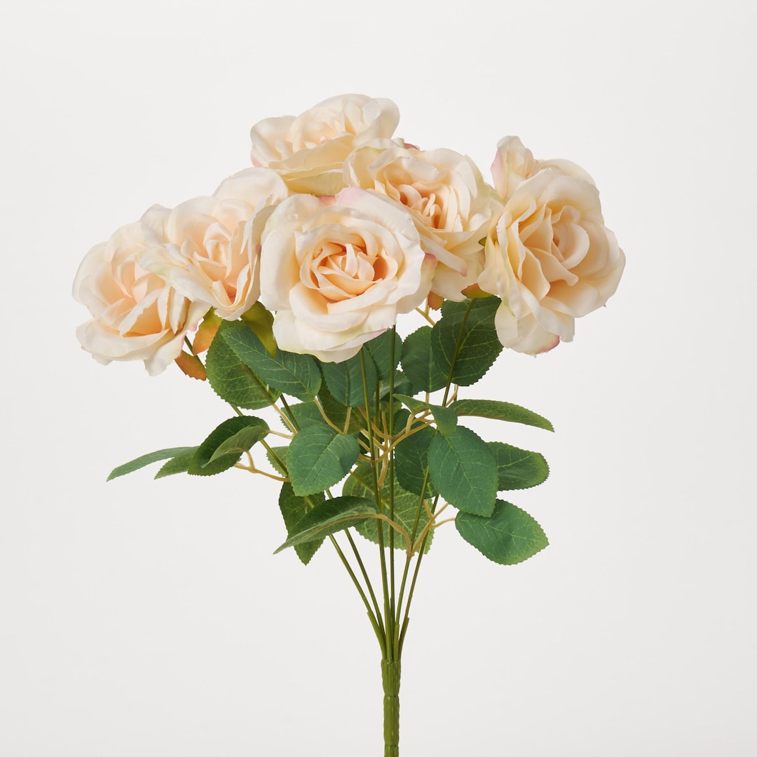 Cream Tea Rose Blooming Faux Floral Stem Bouquet - 17" - Etsy