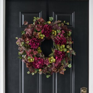 Merlot Ivy Medley With Fall Berry & Hydrangea Classic Autumn Front Door ...