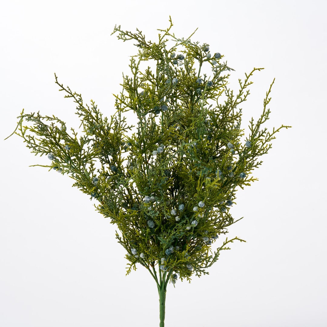 Seeding White & Blue Juniper Berry Stem Faux Winter Greenery Spray - 18 ...
