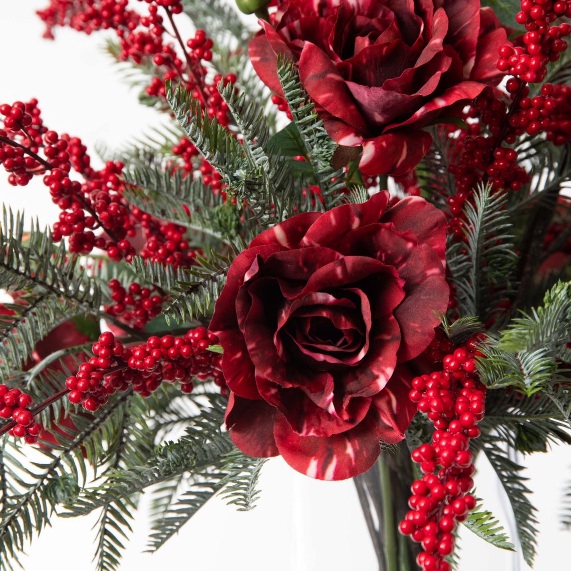 Holiday Magic - Red Ilex Berry, Candy Cane Rose, & Real Touch Pine ...