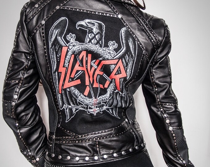 SLAYER Leather Biker Jacket - Etsy