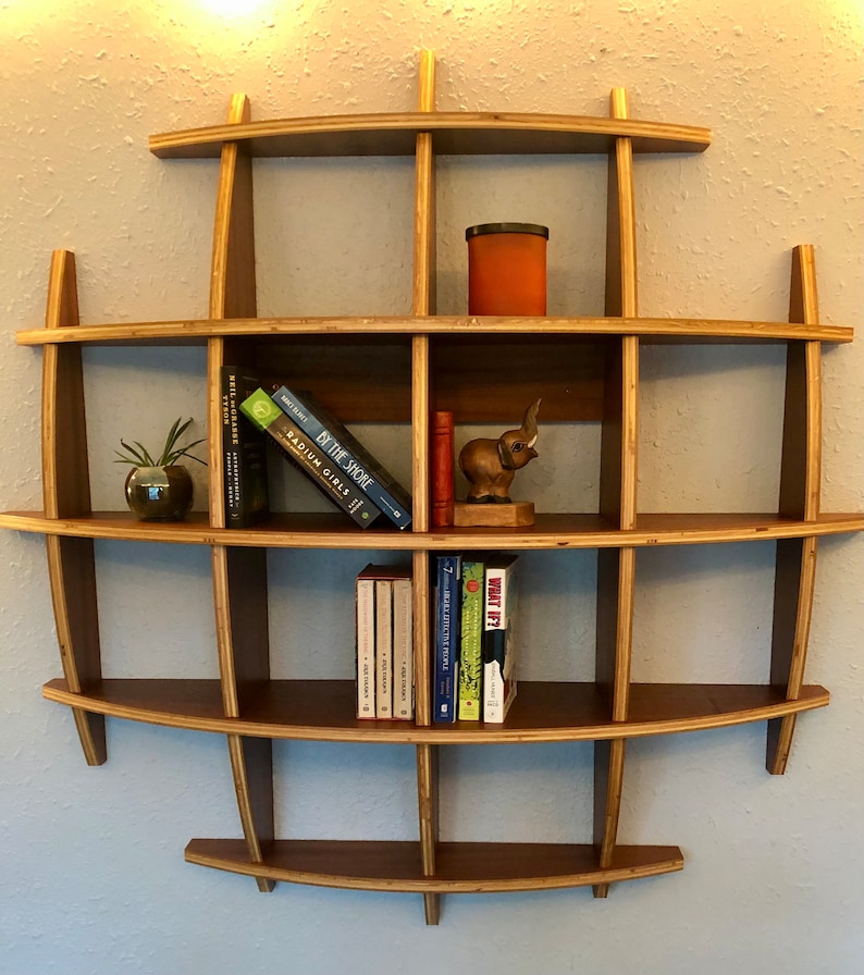Wood Wall Shelf Hanging Bookcase Modern Sphere Book Display - Etsy