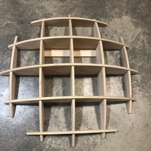 Modular Paintable Wooden Wall Shelf, Sphere Bookcase, Hanging Geometric ...