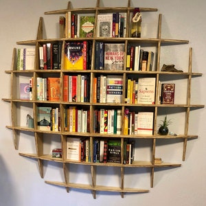 Parametric Wall Shelf, Hanging Bookcase, Large Wood Shelves Bookshelf ...