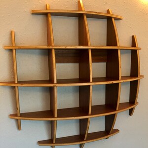 Wood Wall Shelf, Hanging Bookcase, Modern Sphere Book Display, Office ...
