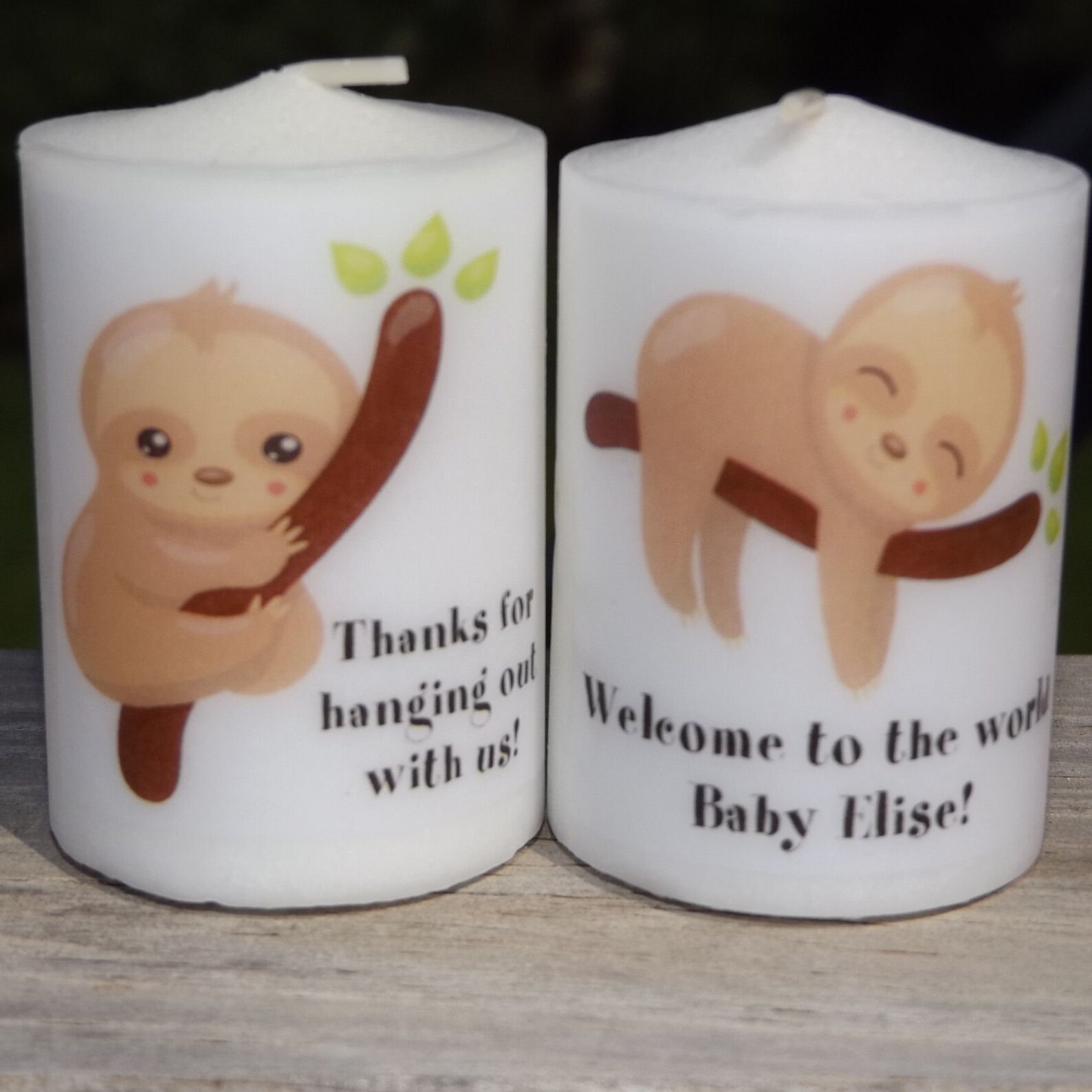 Baby Sloth Animal Baby Shower Candle Favors, Birthday Sloth Candle ...