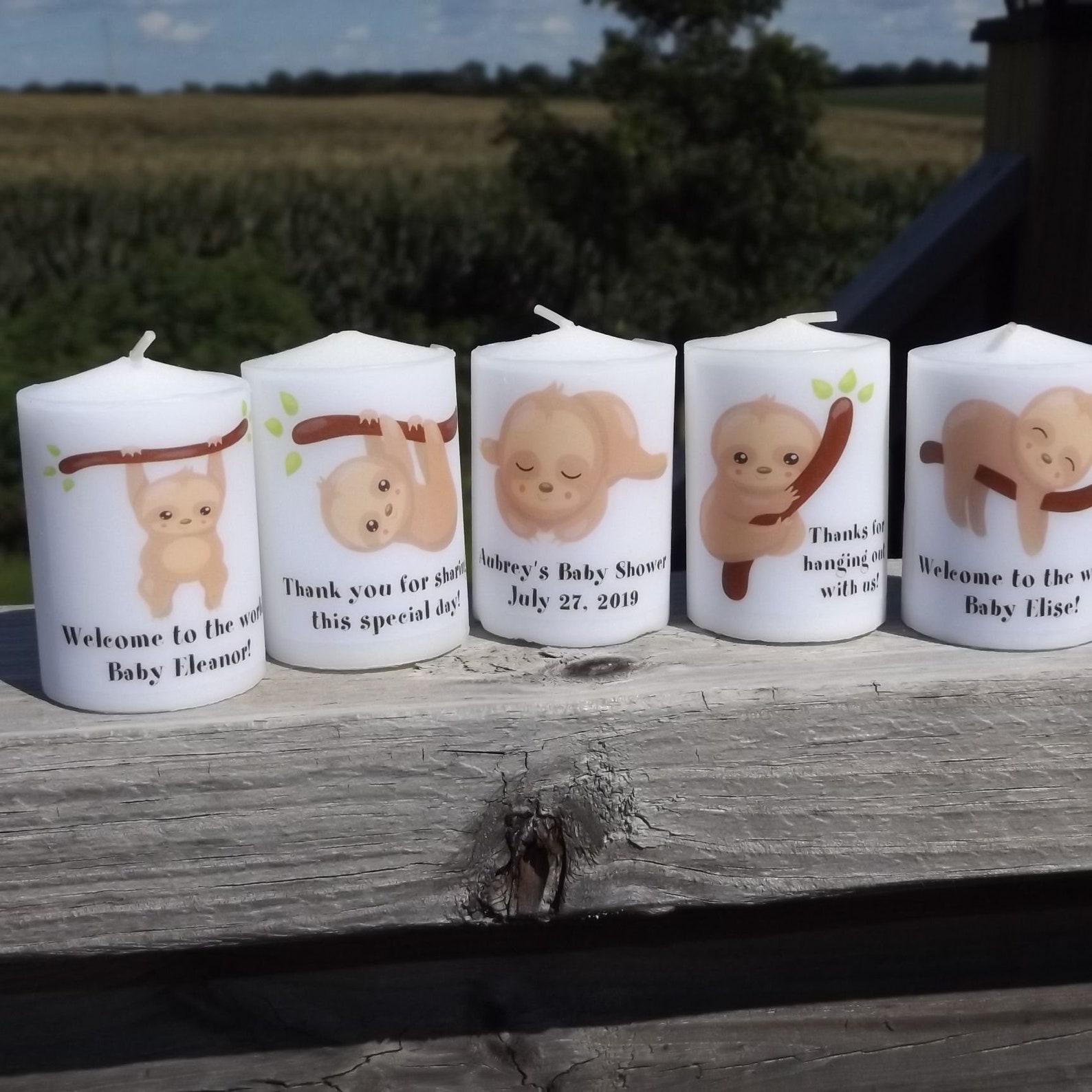 Baby Sloth Animal Baby Shower Candle Favors, Birthday Sloth Candle ...