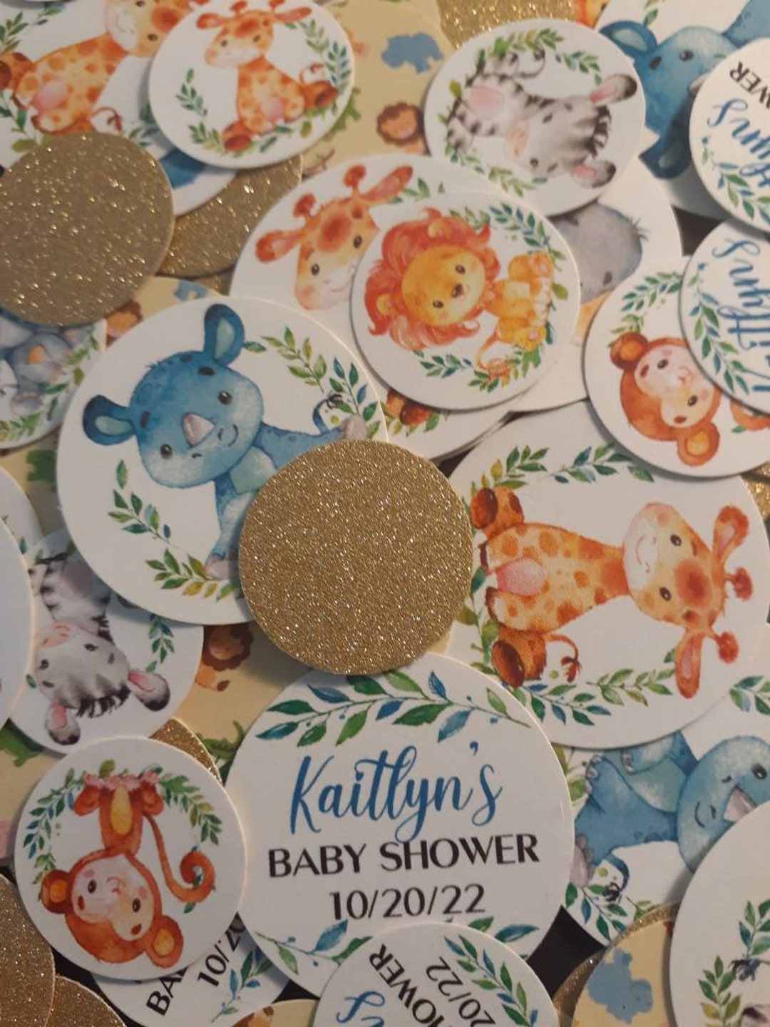 Jungle Animal Confetti, Watercolor Baby Jungle Animals Customized ...
