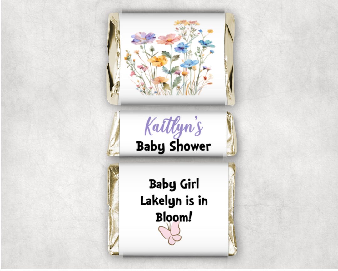 Baby in Bloom Nugget Candy Wrappers, Baby in Bloom Floral Candy Bar ...