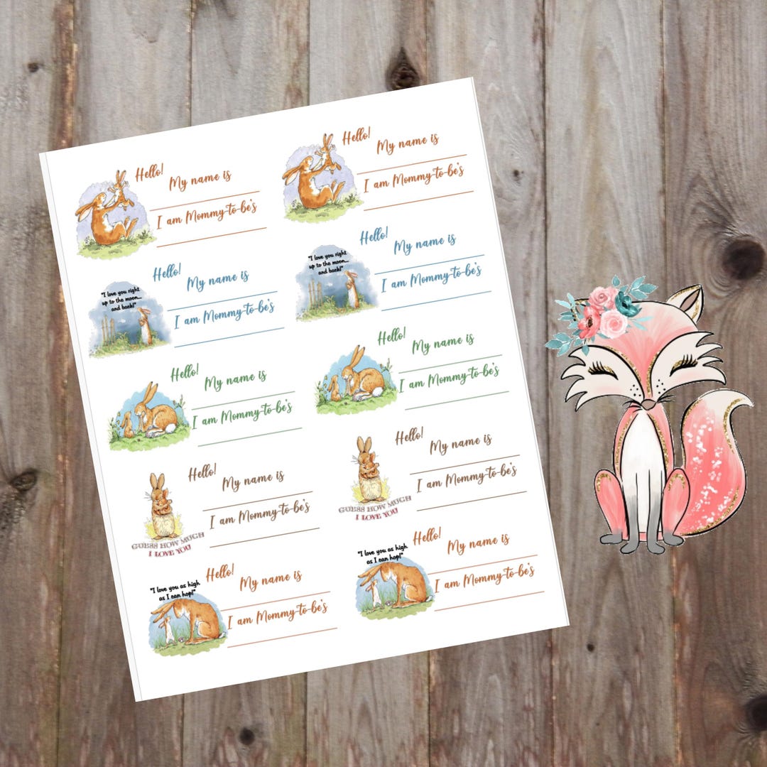 Guess How Much I Love You Baby Shower Guest Name Tags, Guess How Much ...