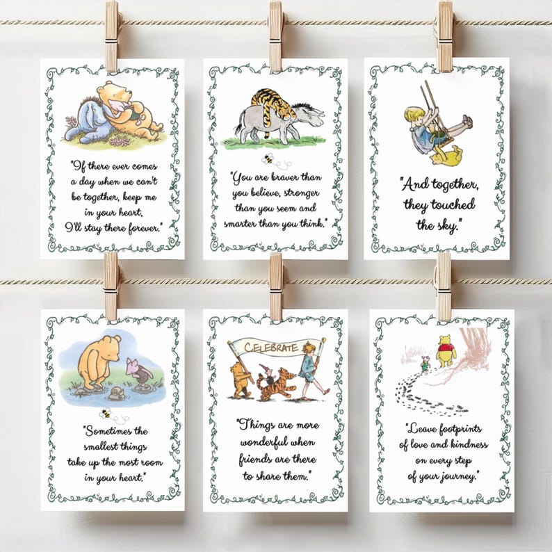 Classic Pooh 5x7 Verse Cards, Classic Pooh Baby Shower Table Cards ...