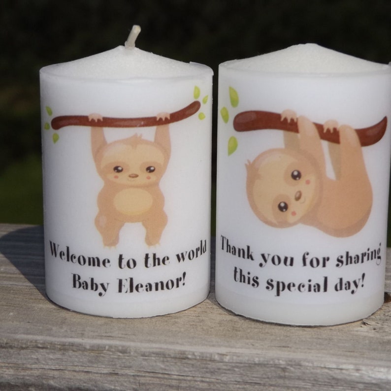 Baby Sloth Animal Baby Shower Candle Favors, Birthday Sloth Candle ...