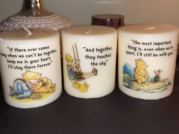 Classic Pooh Pillar Candles Classic Pooh Candles with Verses | Etsy
