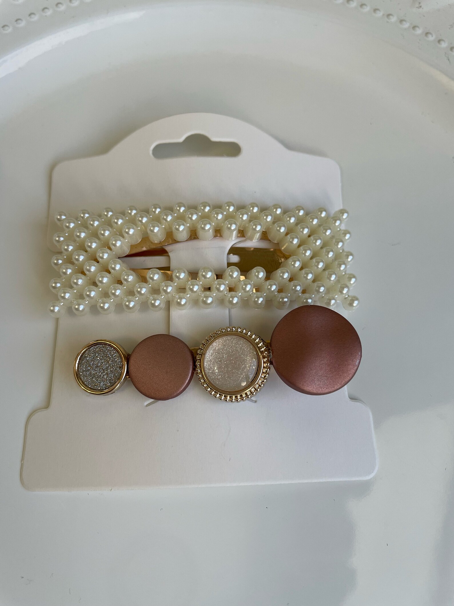 Set of 2 Hair Clips - Pearl & Multicolor - Etsy