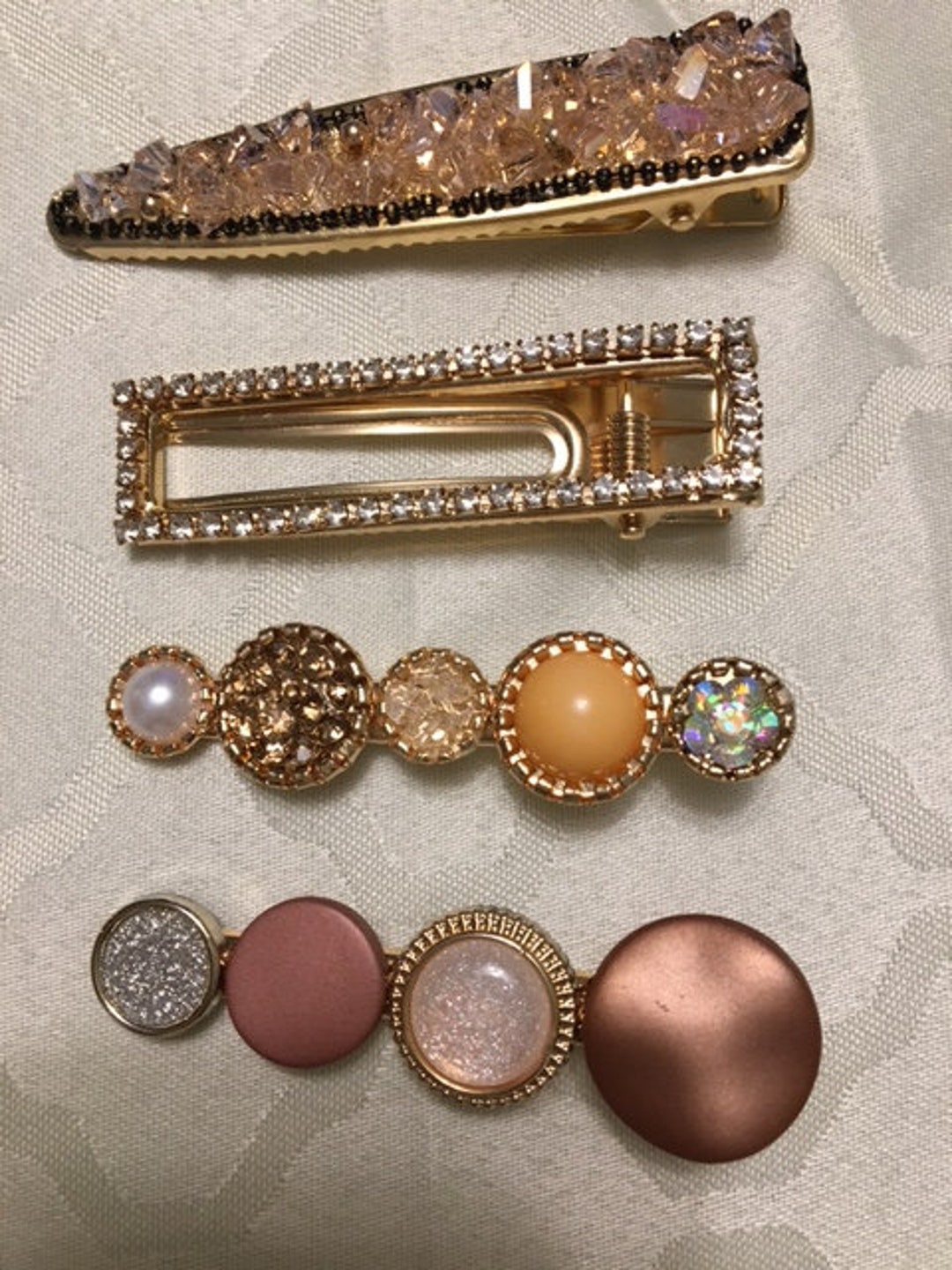 Assorted Hair Clips Shades of Brown & Bling set of 4 - Etsy