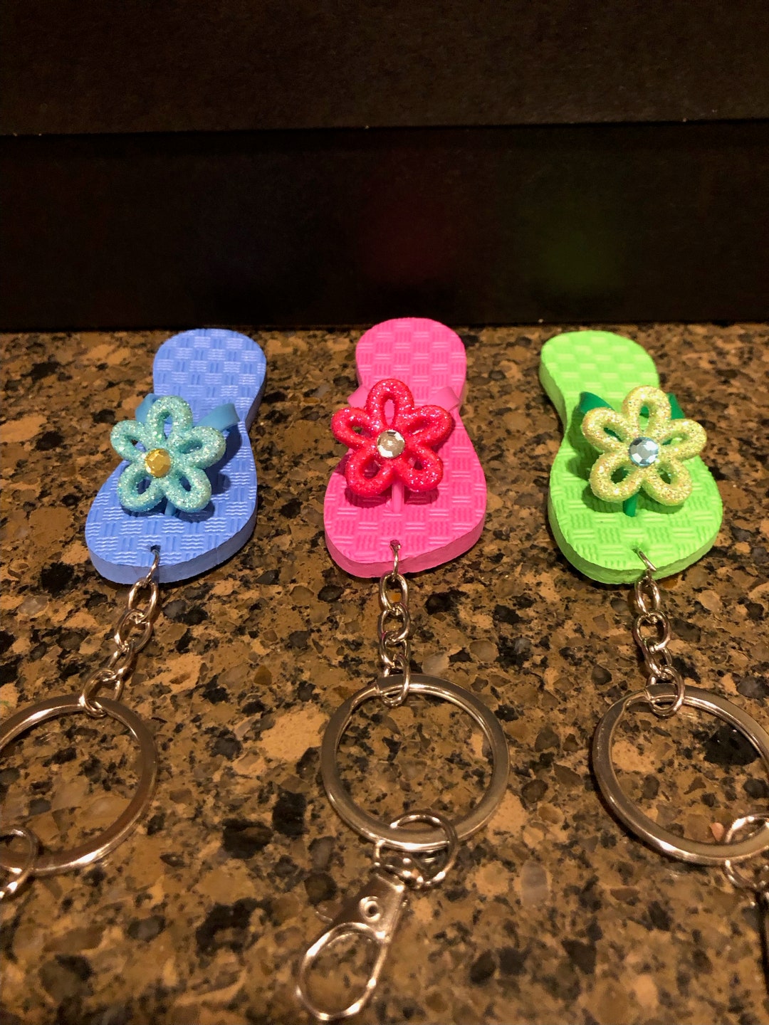 Flower Flip Flop Key Chain / Handbag Charm choice of 3 Colors Green ...