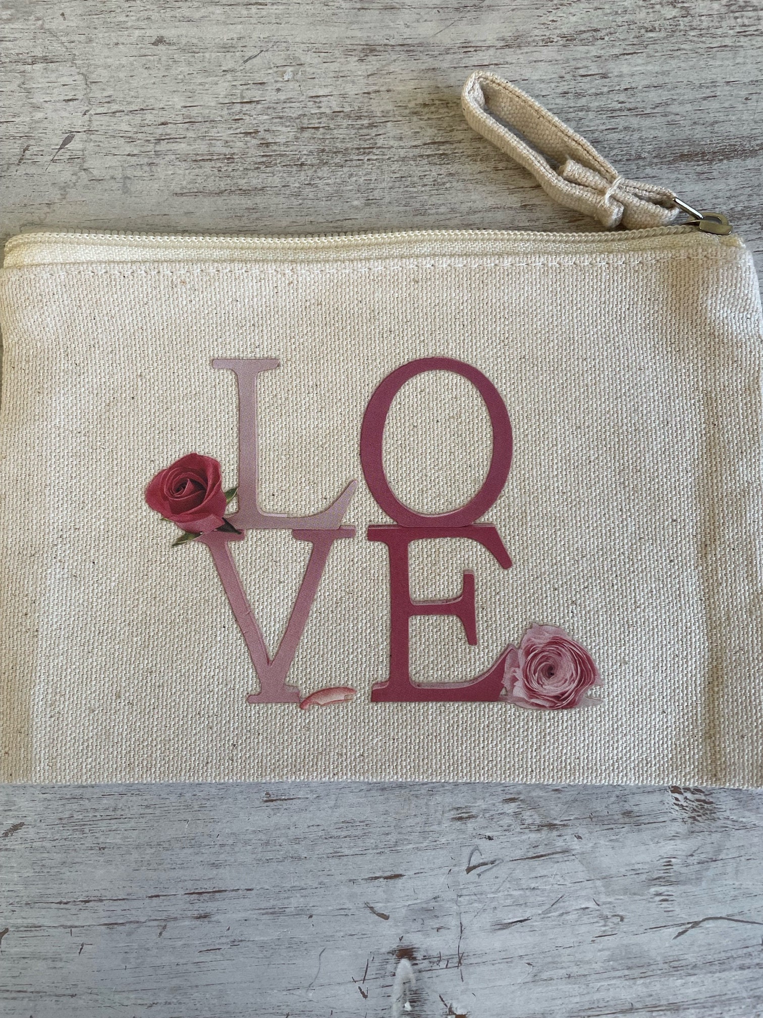 Floral Love Decal Pouch - Etsy